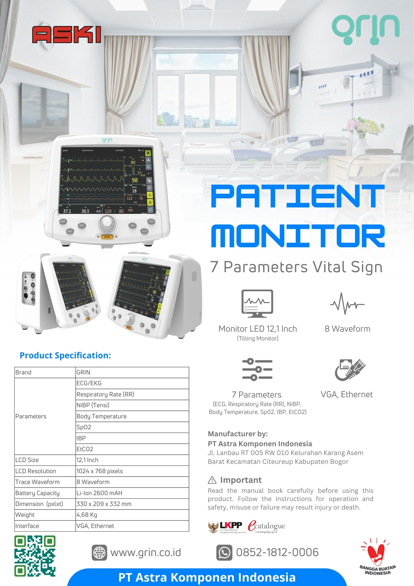 Medical Product - Patient Monitor 7 Parameters - GRIN Astra Komponen ...