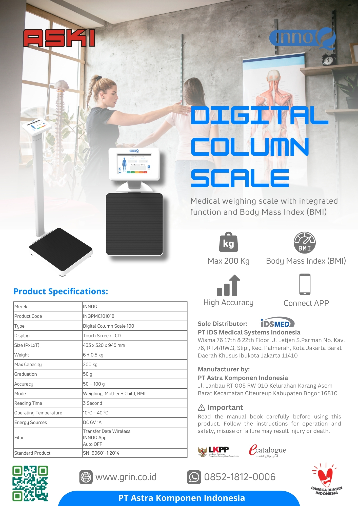 Medical Product - Digital Column Scale - GRIN Astra Komponen Indonesia