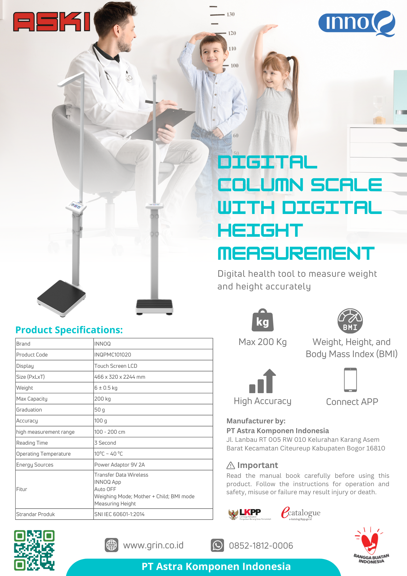 Medical Product - Digital Column Scale with Digital Height Measurement ...